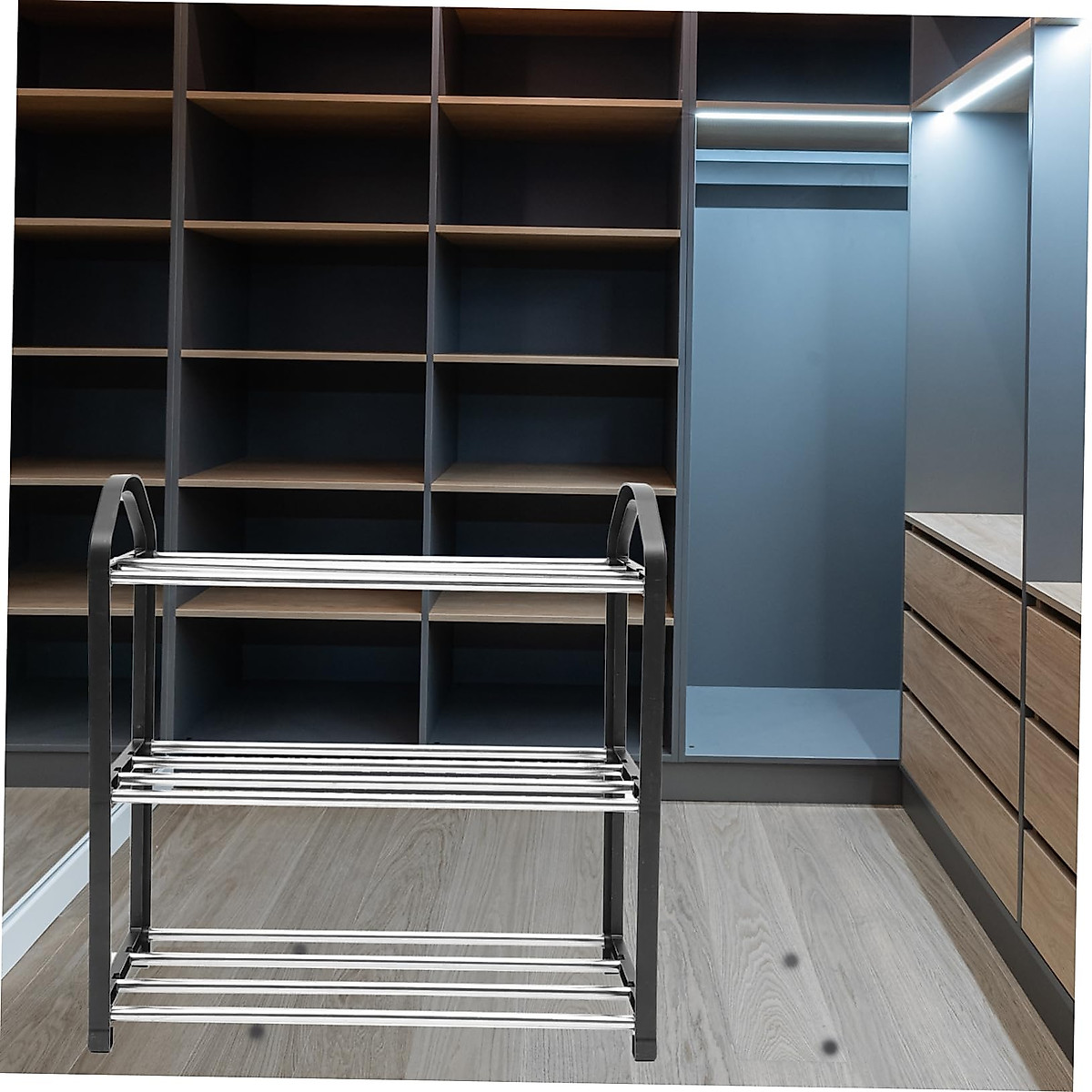 Alipis Shoe Rack Shoe Storage Organizer Freestanding Shoe Cabinet Shoe Shelf Shoe Holder Shoe Stand Metal Organizer Shelf Three-Layer Shoe Storage Rack Stainless Steel Storage Bag Plastic