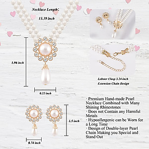 Sisslia Pearl Set Layered Pearl Necklaces for Women Hand-made Pearl Necklace Set Layered Chain Vintage Aesthetic Pearl Necklace Dating Birthday Costume Jewelry for Women