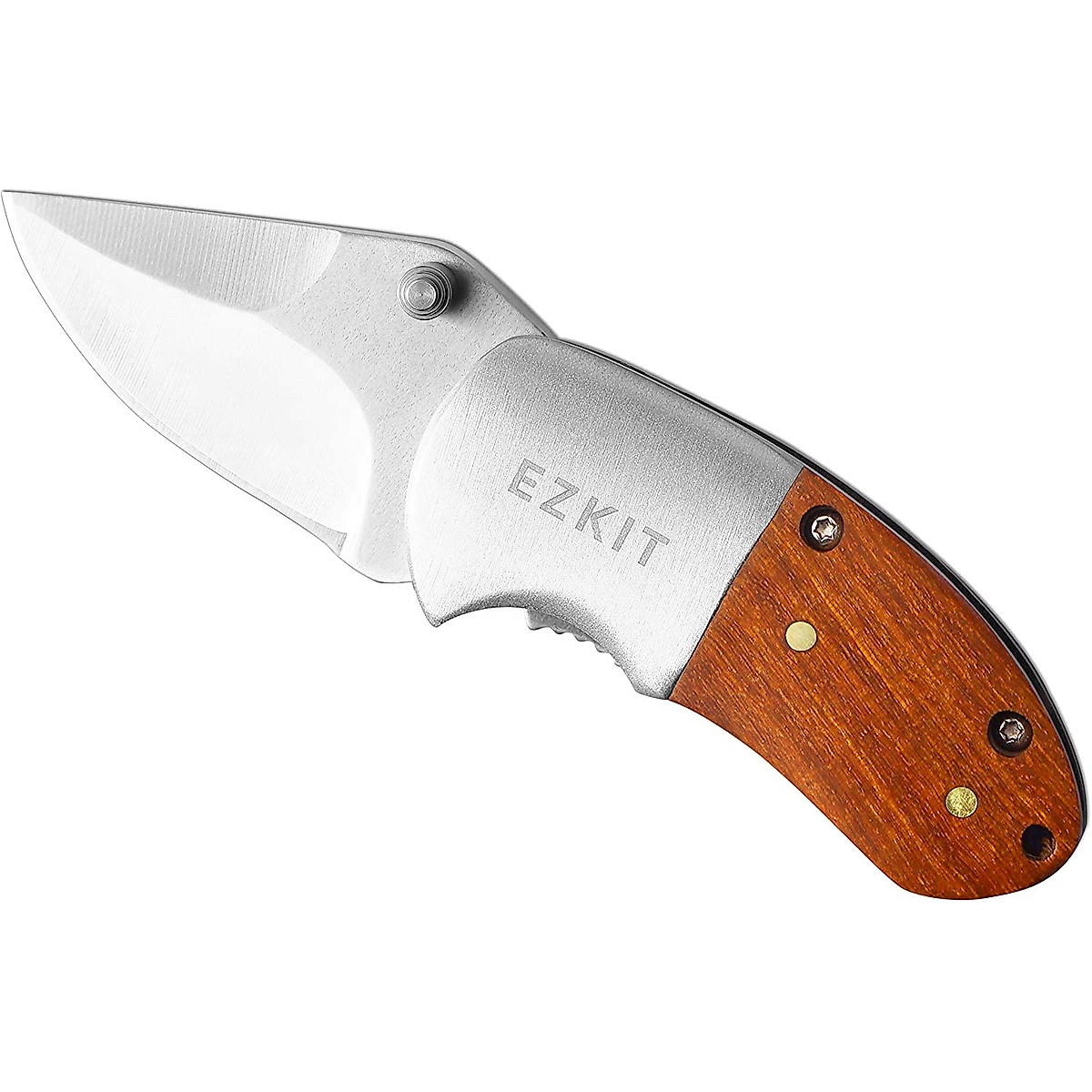 EZKIT Pocket Knife, Small Wood Handle 2in Blade Stainless Steel Everyday Carry Knife
