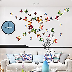72 PCS Butterfly Wall Stickers, 3D Magnetic Removable Butterfly Wall Decals Fridge Magnet Murals Decoration for Kids Bedroom Nursery Classroom Party Wedding Decor (Multicolor)