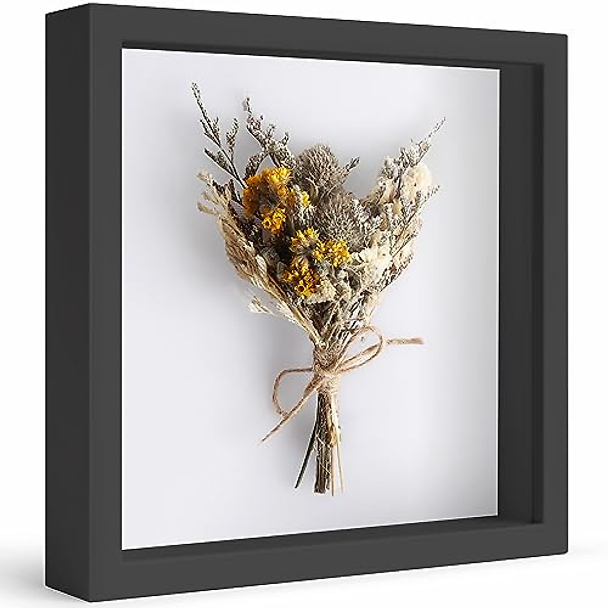 Califortree 8x8 Shadow Box Picture Frame - Memory Box Display Case for Memorabilia Flower Awards Medals Wedding Photos and Keepsake, Black