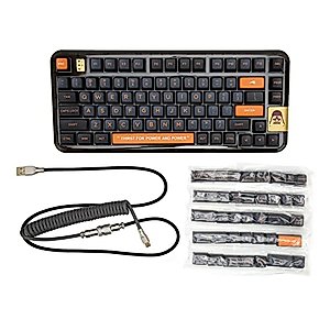 ASHATA Transparent Mechanical Keyboard RGB, Gaming Keyboard, Transparent Case RGB 80 Keys Triple Modes Gasket Structure Gaming Keyboard for Study Work Games (Black)