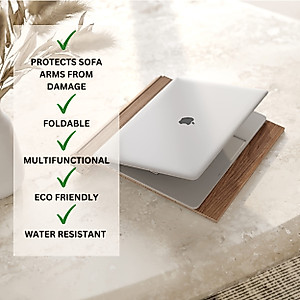 Sofa arm Tray Table Couch Bedside Wood Coaster Coffee Cup Foldable armrest Caddy end Protector Folding Living Room Furniture mat tv Chair Tables Trays with Fabric (Color 4.Grey)