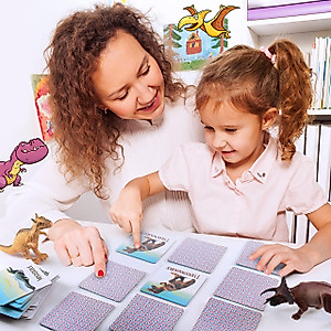 PREXTEX Dinosaur Toy and Memory Card Set | 12 Realistic 10" Kid Toy Dinosaurs with 24 Cards | Montessori Toddler Learning Toys | Kindergarten Learning Games | Dinosaur Toys for Kids Age 2 3 4 5 6 7 8