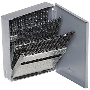 Chicago Latrobe 57716 150 Series High-Speed Steel Jobber Length Drill Bit Set with Metal Case, Black Oxide Finish, 118 Degree Conventional Point, Wire Size, 60-piece, #60 - #1