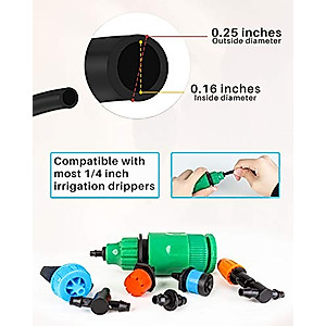 MoHern Drip Irrigation Tubing, 100 Feet 1/4 Inch Drip Line Irrigation Hose with 20 Pcs Drip Irrigation Parts, Drip Irrigation Kit