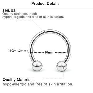 Lcolyoli 16G Surgical Steel Lip Rings Hoop Twist & C-Shaped & Horseshoe Barbell Labret Jewelry Snake Bite Piercing Jewelry Medusa Piercing Jewelry for Women Men 18 Pieces