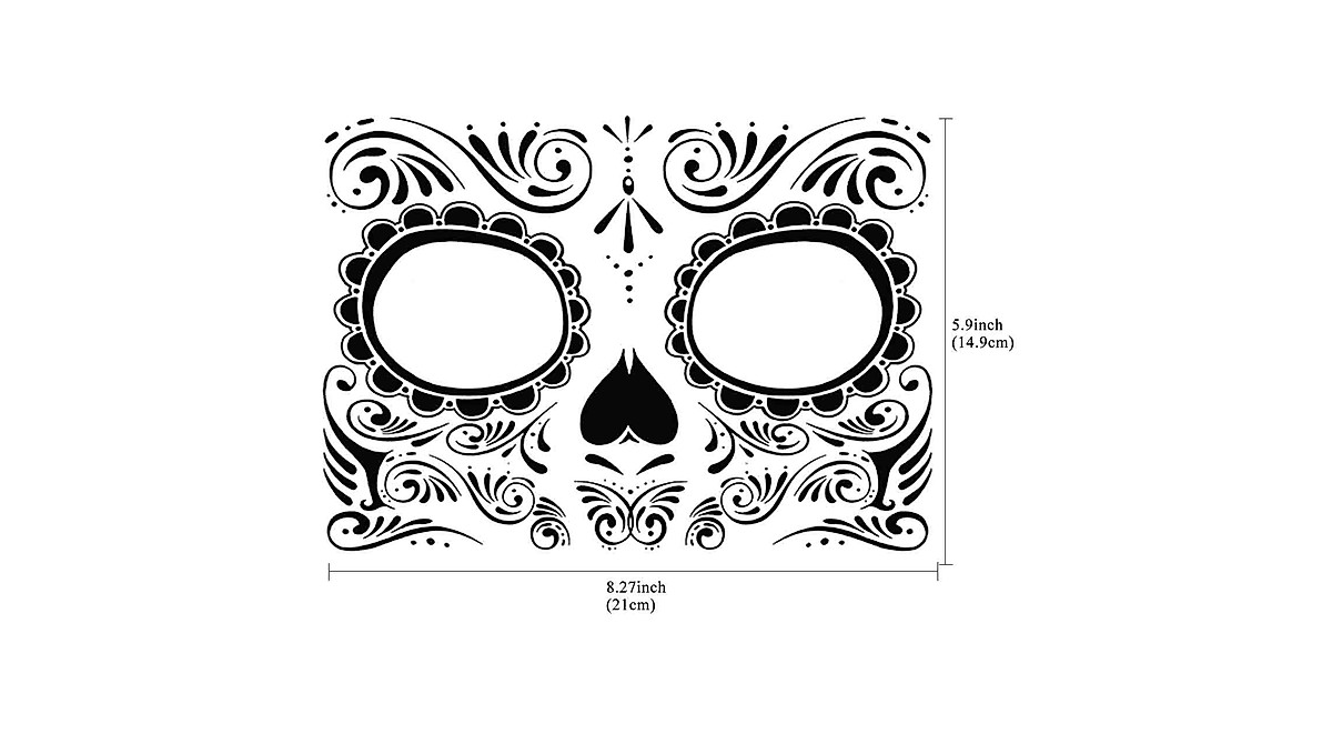 COKOHAPPY Day of the Dead Skeleton Face Tattoos - Halloween Kit