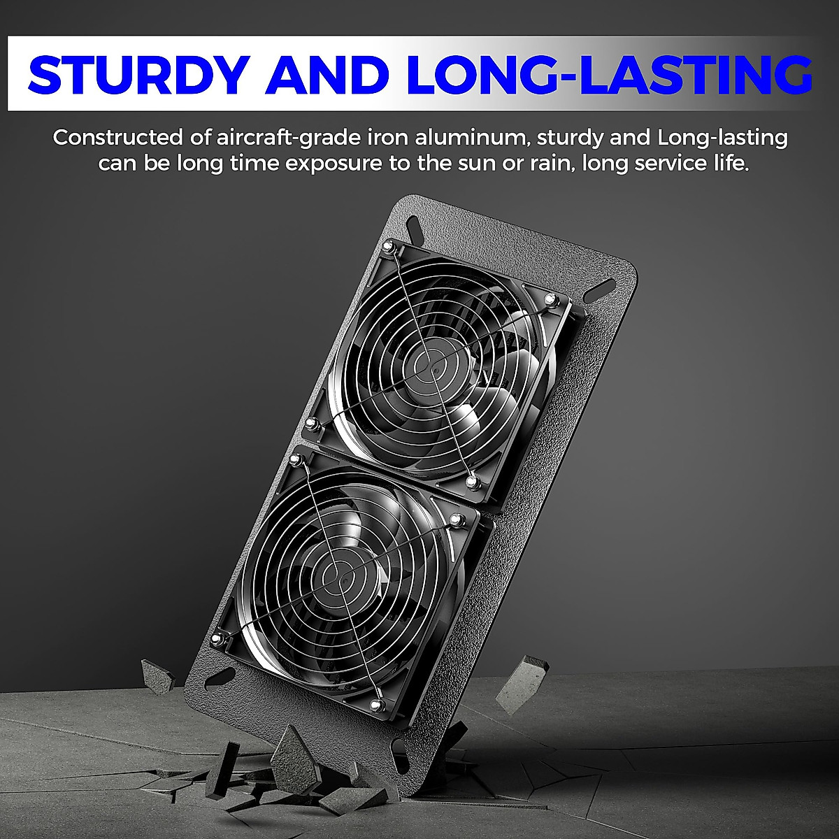 Voltset Solar Powered Fan, 15W Pro Solar Panel IP65 Waterproof with Solar Exhaust Fan for Greenhouse, Shed, Chicken Coop, Pet Houses, Outside