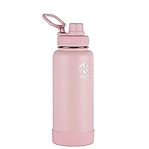 Takeya Actives Insulated Stainless Steel Water Bottle with Spout Lid, 40 Ounce, Onyx & Actives Insulated Stainless Steel Water Bottle with Spout Lid, 32 Ounce, Blush