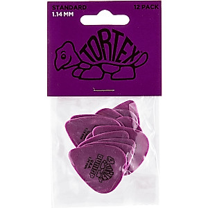 Dunlop Tortex Standard 1.14mm Purple Guitar Pick, 12 Pack