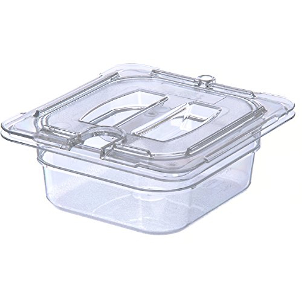 Carlisle FoodService Products 10311U07 Polypropylene Universal Handled Notched Lid, 6-7/8" Length x 6.31" Width x 7/8" Height, Clear, For TopNotch One-Sixth Size Food Pans (Case of 6)