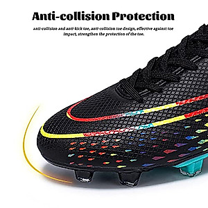 AOSENSS Big Kids Football Cleats High Top Soccer Shoes Wear-Resistant Durable Firm Ground Girls Boys Futsal Sports Shoes Black