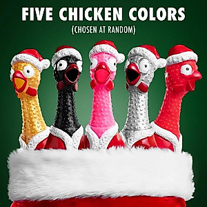 ANIMOLDS Squeeze Me Christmas Chicken- Hilarious Screaming Rubber Chicken Toy for Kids Novelty Squeaky Toy | The Perfect Stocking Stuffers for Kids and Adults