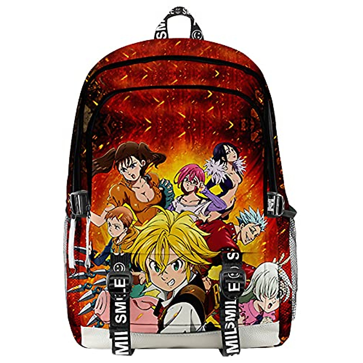 HANDAFA Anime The Seven Deadly Sins Backpack Large Capacity Daypack Multipurpose Shoulder Bag(Fire Group)