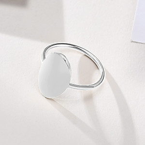 MPRAINBOW Custom Birth Month Flower Rings for Women,Stainless Steel Nameplate Signet Bands Ring,Birthday Gifts to Her (Silver,7)