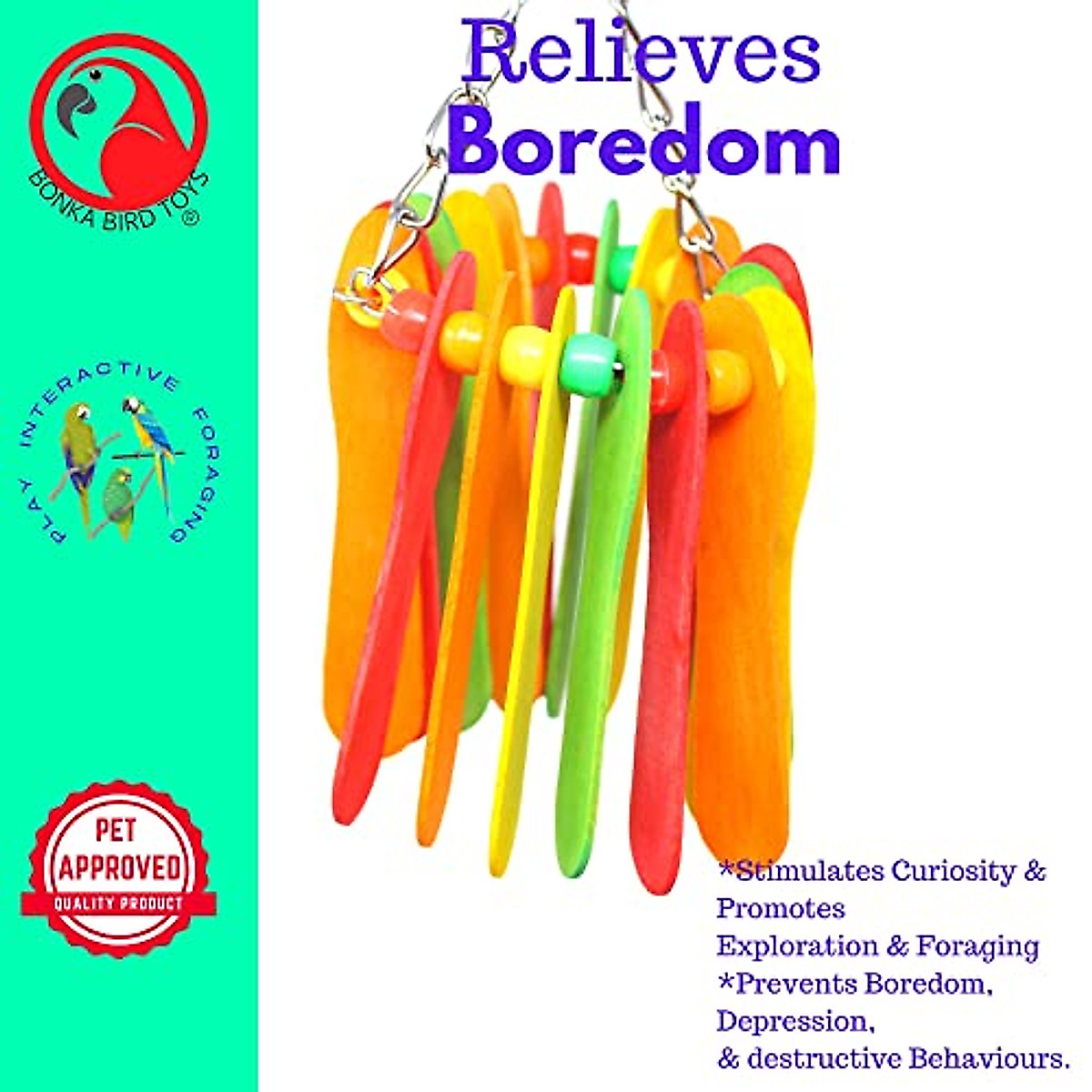 Bonka Bird Toys 1401 Spoon Circle Colorful Chew Parrotlet Beak Cockatiel Budgie Finch Parakeet Lovebird Quaker