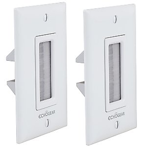ECHOGEAR Wall Brush Plate for Hiding Up to 8 Low Voltage Cables - Sturdy Brushes with Cable Catching Design - Ideal Cable Pass Through for Wall Mounted TVs