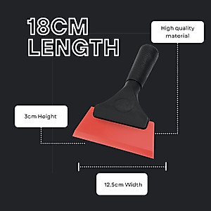 RimPro-Tec Squeegee for Window Cleaning - Car Squeegee for Drying - Mirror Cleaner Water Scraper Tool - Heavy Duty Silicone Red and Black Rubber Cleaning Squeegee - Window and Surface Cleaner Scraper