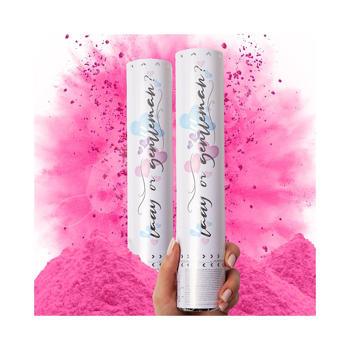 Premium Gender Reveal Confetti Cannon - Set of 2 - Biodegradable Powder in Pink or Blue for Girl or Boy | Gender Reveal Powder Cannon, Gender Reveal Decorations, Baby Gender Reveal Smoke Bomb, Poppers