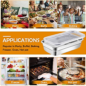 Suttmin 8 Pcs Hotel Pan with PP Plastic Lid Steam Table Pan Stainless Steel Restaurant Pans 1/4 Size Catering Pans Food Prep Pan Restaurant Anti Clogging Steamer for Buffet Hotel (2.5 Inch Deep)