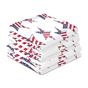 Kigai USA Flag Stars Kitchen Towels, 18 x 28 Inch Super Soft and Absorbent Dish Cloths for Washing Dishes, 4 Pack Reusable Multi-Purpose Microfiber Hand Towels for Kitchen