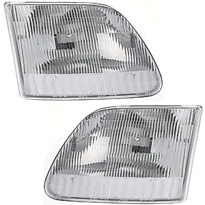 Evan Fischer Driver and Passenger Side Headlight Set of 2 Compatible with 1997-2003 Ford F-150, 1997-1999 F-250, 1997-2002 Expedition & 2004 F-150 Heritage - FO2503139, FO2502139