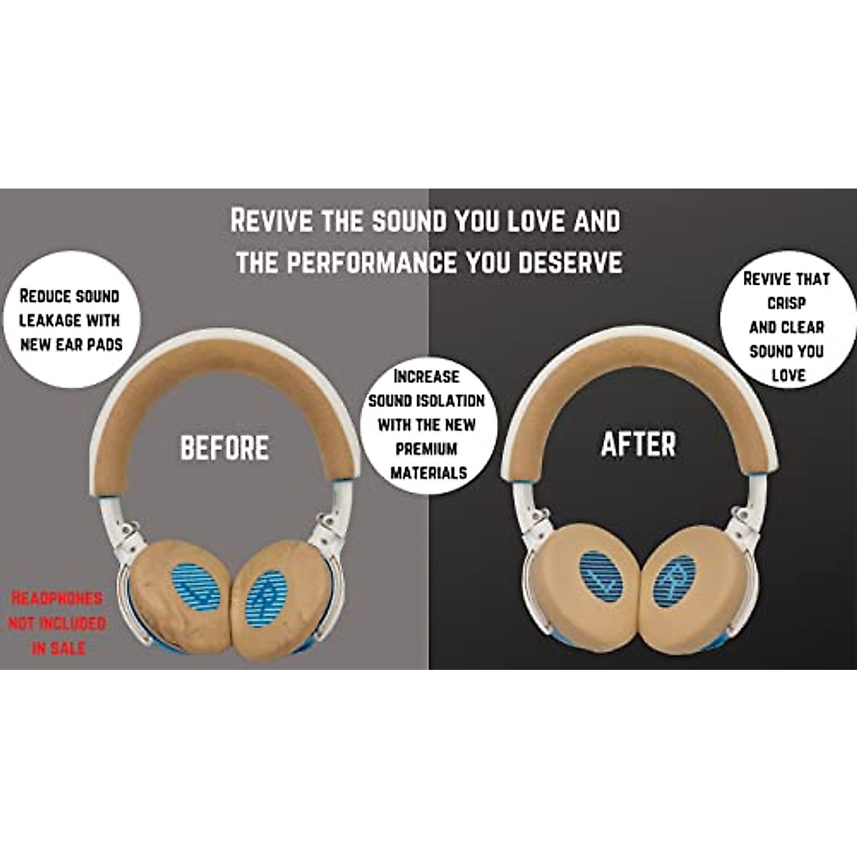 Premium Replacement SoundLink On-Ear Beige Ear Pads Cushions Compatible with Bose SoundLink On-Ear Wireless BH1 Headphones Bose On-Ear 2 (OE2) and Bose SoundTrue On-Ear Headphones. Great Comfort