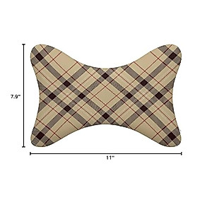 JZDACH Car Neck Pillow Memory Foam Head Rest Support Cushion Compatible with Black red Beige and White Plaid Tartan Flanne for Travel Car Seat, Boys Gaming Office Chair,Travel Portable Pillow