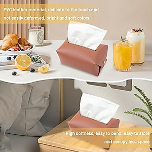 Soznveg Tissue Box Cover Rectangular, PVC Leather Tissue Box Holder, Facial Tissues Organizer, Napkin Paper Tissue Holder for Bathroom, Living Room, Dresser, Tabletop, Car, Office Decor, Brown
