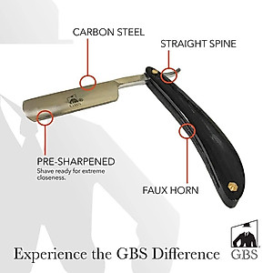 G.B.S Straight Razor Wet Shaving Kit - Classsic Shave Grooming Gift Set for Men - Includes: Straight Edge Razor, Shaving Brush, Alum Block, Shave Soap, Shave Mug Bowl,Sharpening Strop and Paste