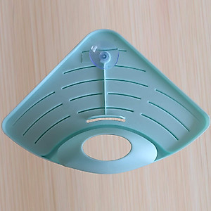 Baihuigo Sink Caddy Corner Holder:Corner kitchen Sink Caddy Organizer Sponge Dish Brush Holder Great for Sponges, Soap, Scrubbers, Cleaning Brush sink organizer. (Blue)