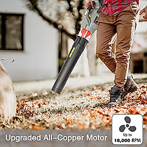 LUCKYERMORE Cordless Leaf Blower Battery Powered Electric Leaf Blower 89 MPH Variable Speed 18000 RPM 40V Lithium Leaf Blower Cordless with Battery & Charger Garden Cleaning Garage Dusting