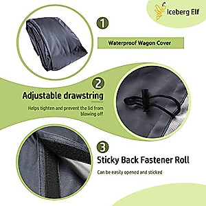 Iceberg Elf Waterproof Wagon Cover, Folding Wagon rain Covers 38" L x 22" W x 20" H, 600D Heavy-Duty Fabric, (Cover only, Accessories not Included) Grey
