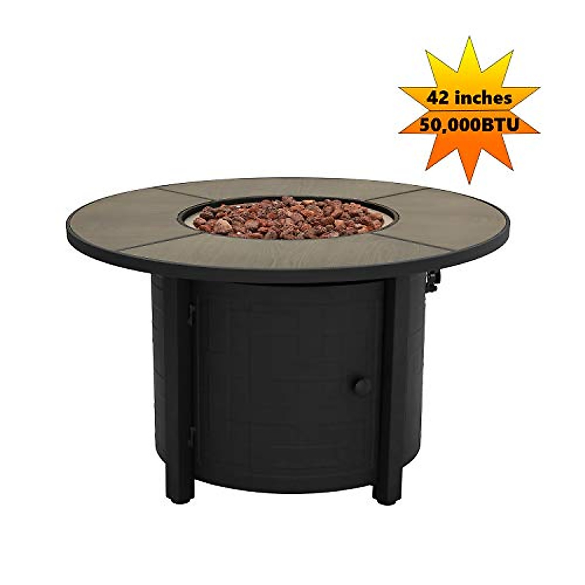 Top Space Propane Fire Pit Table Outdoor Gas Fire Pit Patio Fire Table CSA Certification 50,000 BTU Auto-Ignition, 42 Inch, Round, Bronze