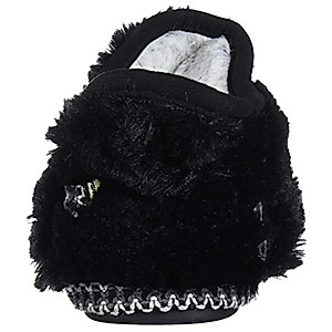 Dearfoams Unisex-Kid's Charlotte faux faux fur Bootie Slipper, Black, 2-3 Big