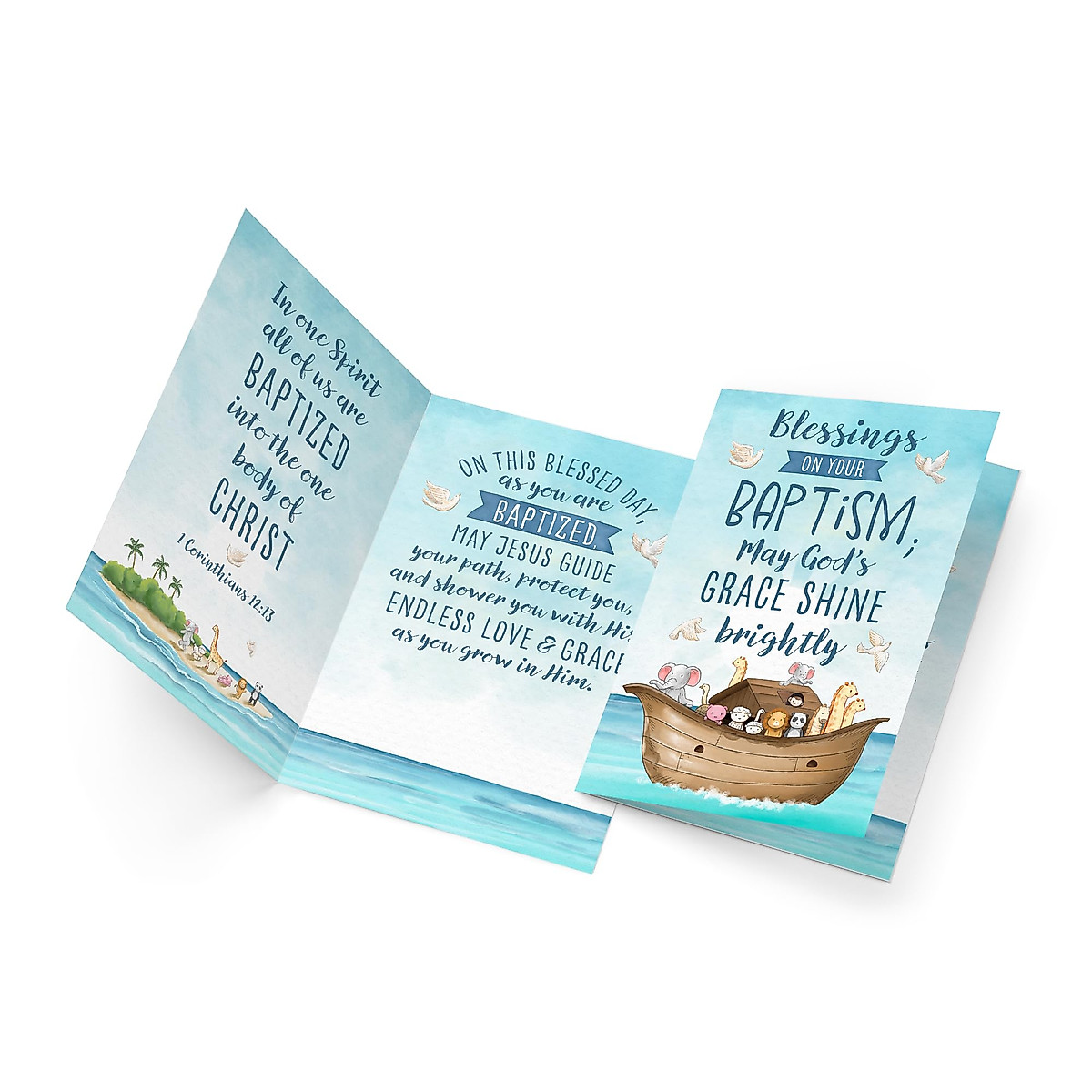 Prime Greetings Baptism Card, Made in America, Eco-Friendly, Thick Card Stock with Premium Envelope 5in x 7.75in, Packaged in Protective Mailer