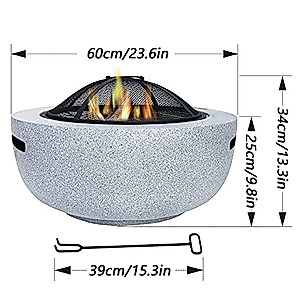 LEAYAN Garden Fire Pit Grill Bowl Grill Barbecue Rack Fire Pit Outdoor Wood Burning fire Pit, Villa Courtyard Imitation Marble Garden fire Pit, Picnic Barbecue Grill