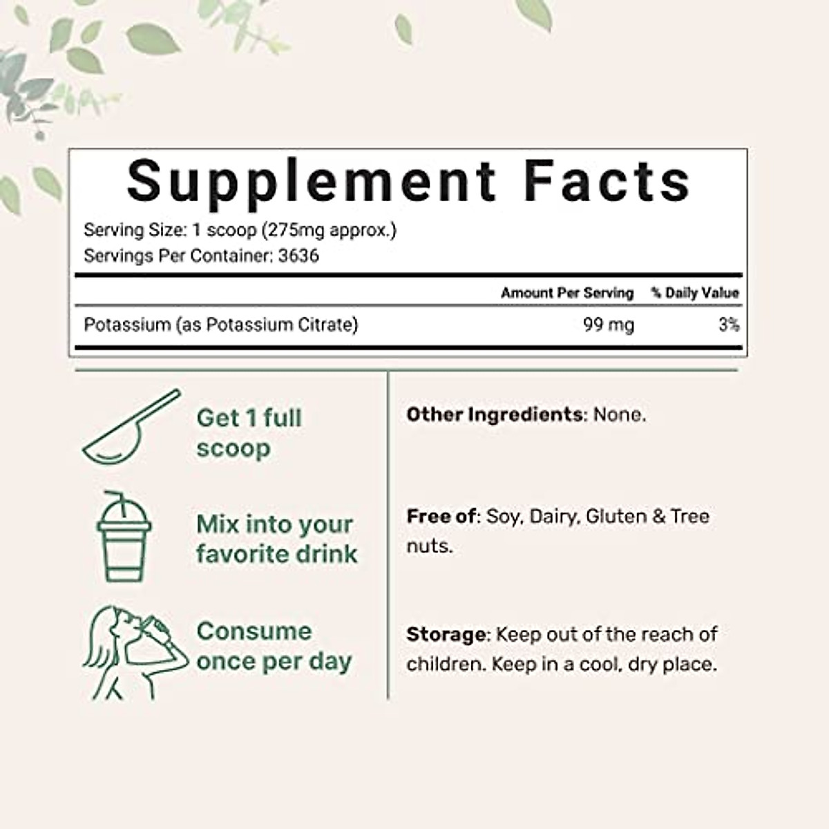 US Origin Potassium Citrate Powder, 1 KG (35 Ounce), Essential Electrolyte Supplement, Supports Mineral Balance, Heart Health and Immune System, Vegan Friendly