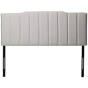 Zinus Satish Upholstered Channel Stitched Headboard in Light Grey, Full & ZINUS 16 Inch SmartBase Headboard or Footboard Brackets, Set of 2