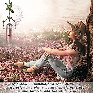 Wind Chimes - Hummingbird Wind Chimes for Outside Deep Tone 34 inches 5 Aluminum Tubes, Birthday Anniversary Hummingbird Gifts for Mom, Grandma, Daughter, Decoration for Home, Garden, Patio, Backyard