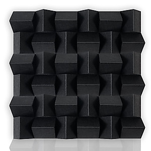 BUBOS Acoustic Panels,DIY Acoustic Diffuser Sound diffuser Panels Full frequency sound absorption（24 x 24Inch）,better Acoustic Treatment for Recording Studio, Office, Home Studio(Black)