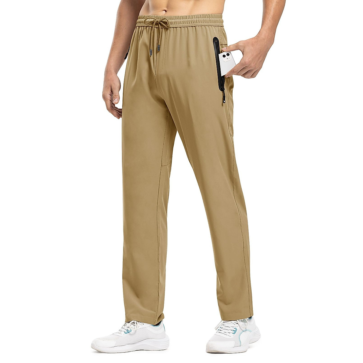 TBMPOY Men's Outdoor Lightweight Hiking Mountain Pants Running Active Jogger Pants Khaki XXL
