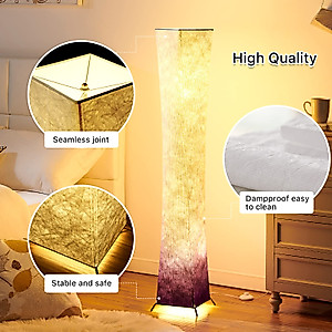 chiphy Floor Lamp, 52"(S) Standing Lamp, RGB Color Changing LED Bulbs, Adjustable Brightness Color Temperature, Purple Grandient Fabric Lampshade, for Living Room, Bedroom, Kids Room