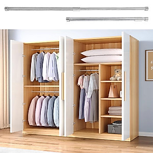 Adjustable Closet Rod,Susenya Closet Rod for Hanging Clothes 16-26 inch,Stainless Steel,Silver -Pack of 1