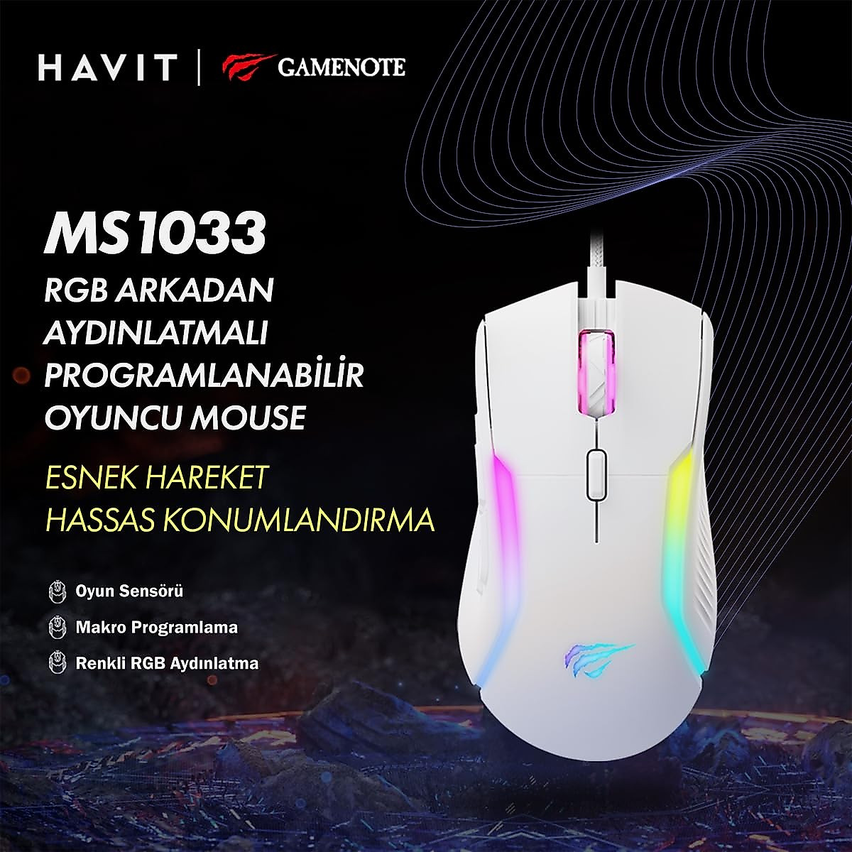 havit MS1033 Gaming Mouse (White)