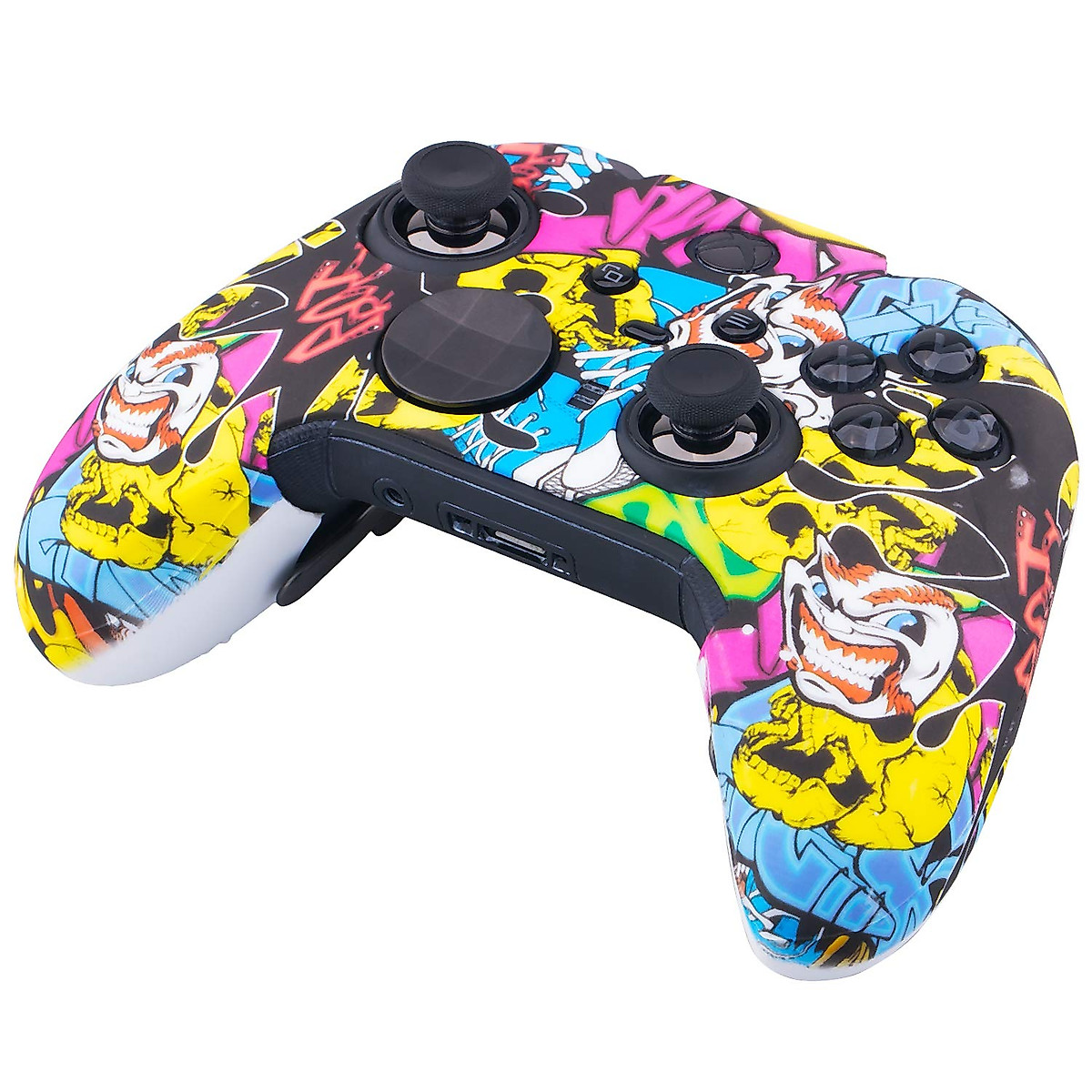 9CDeer 1 x Protective Customize Transfer Print Silicone Cover Skin Cartoon Skulls + 6 Thumb Grips Analog Caps for Xbox Elite Series 2 Controller