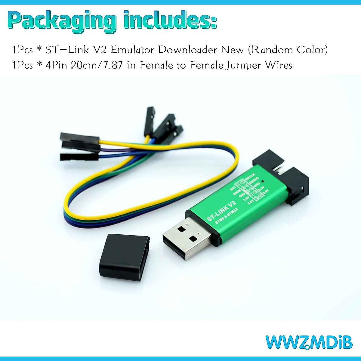 WWZMDiB ST-Link V2 Emulator Downloader Programmer Support STM32 SWD and STM8 Swim (Random Color) (1Pcs(Random Color))