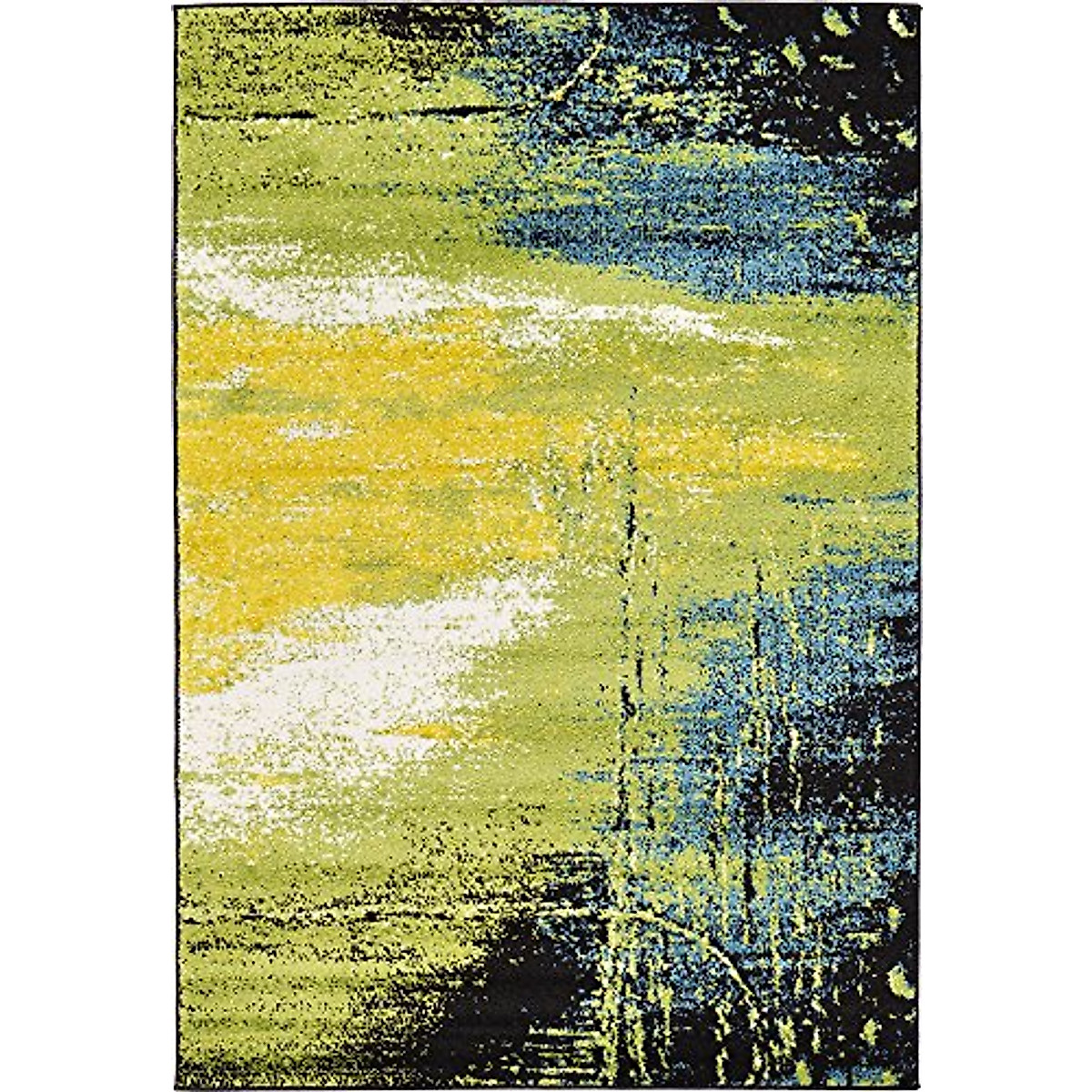 Unique Loom Lyon Collection Modern Abstract Area Rug, 4 x 6 ft, Light Green/Blue