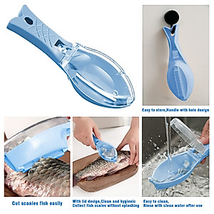 Fish Scaler Remover Set - Fish Scales Tools with Stainless Steel Sawtooth with Bottle Opener, Fish Scraper Fish Bone Tweezers Fish Skin Peeler for Family, Seafood Markets, Remover Fish Scales,5Pieces